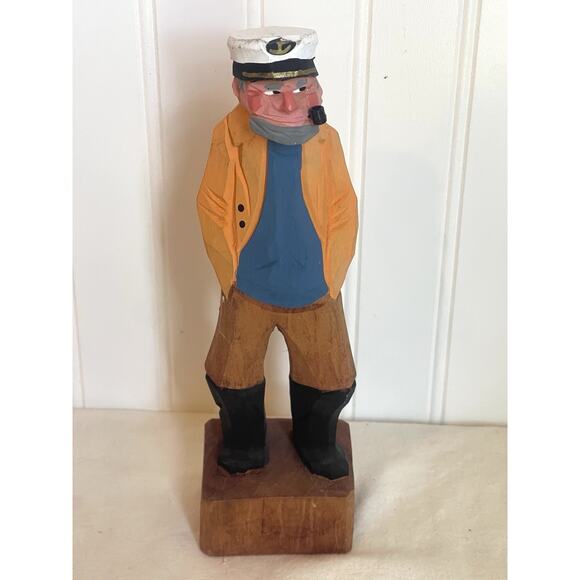 Wooden | Accents | Vintage Nautical Folk Art Carved Wood Carved Sea ...